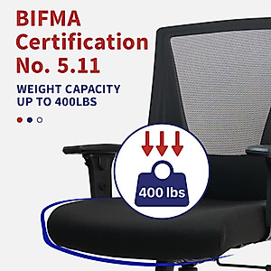 CLATINA Heavy Duty Office Chair 400lbs, Big and Tall, High-Back Executive Desk Chair with Extra Wide Thick Seat, Adjustable Armrests, Ergonomic Mesh Computer Chair for Home Office (1PK)