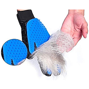 Stella-Lou Grooming Gloves Upgraded Cat & Dog Eco Friendly Silicone Hair Removal Glove - Gentle shampooing Deshedding Brush Glove - Easy Pet Hair Remover Mitt - Enhanced Five Finger Design 1 Pair