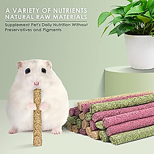 ERKOON 25 Pcs Timothy Hay Sticks,Rabbit Chew Toys for Teeth Natural Timothy Grass Molar Sticks Rabbits Treats for Bunnies, Chinchilla Guinea Pigs, Gerbil, Hamster (Timothy+Oatmeal+Beet)