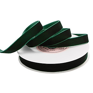 VATIN Green Velvet Ribbon 5/8" Green Premium Plush Velvet Woven Edge Velvet Ribbon for Christmas Tree,Gift Wrapping,Flower Bouquet,Wreath Decorations,Bow Making- 10 Yards