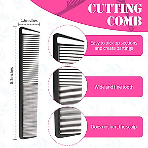 8 Pieces Rat Tail Combs Hair Clips Set,2 PCS Parting Comb and 6 PCS Clip for Women Girls Comb with Wide and Fine Teeth Hair Care Tools