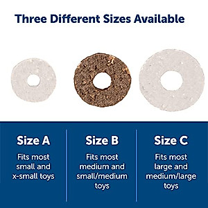 PetSafe Natural Rawhide Treat Ring Refills for Busy Buddy Dog Toys, Size B fits Small/Medium and Medium Toys, 16 Rings