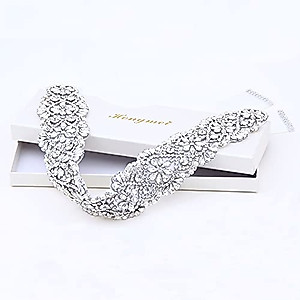 HONGMEI Rhinestone Bridal Belt Crystal Wedding Dress Belt Shiny Wedding Accessories(White)