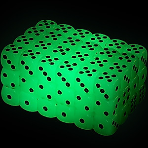 Sumind Glow in The Dark Dice 6 Sided Dice with Black Velvet Pouches for Table Board Games, Party Favors, Toy Gifts(54 Pieces)