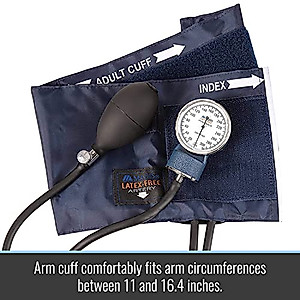 MABIS Precision Series Aneroid Sphygmomanometer Manual Blood Pressure Set with Calibratrated Nylon Cuff and Carrying Case, Adult, Latex Free
