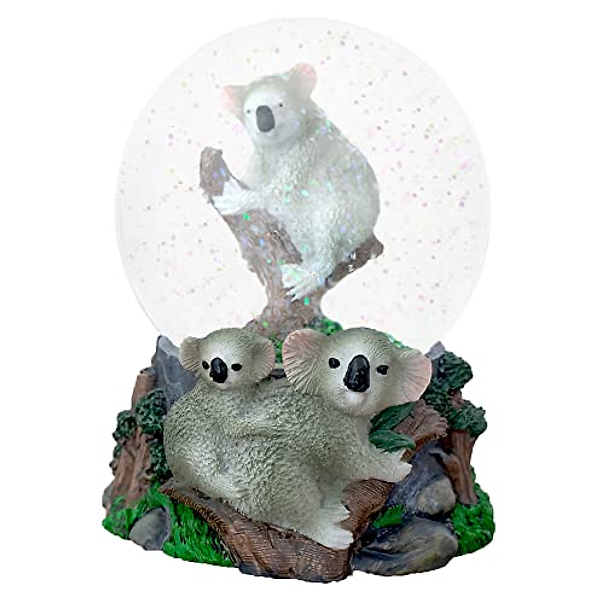 Climbing Koala Family 100MM Musical Water Globe Plays Tune Born Free