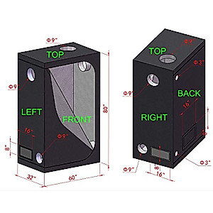 cdmall 60''x32''x80'' Grow Tent Kit Indoor Plant Grow Tent Room + 24 Hour Timer + 60mm Bonsai Straight Scissors + Digital Hygrometer Thermometer + Trellis Nets +1 Pair of Rope Hangers