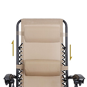 SUPER DEAL Zero Gravity Chair Set of 2 Folding Anti Gravity Recliner Outdoor Patio Beach Lounger Chair with Side Cup Holder Tray and Pillow for Patio, Poolside, Backyard, Deck, Heavy Duty Steel Frame