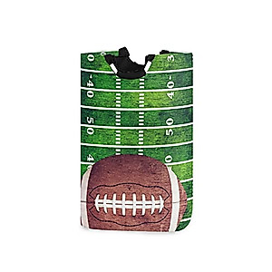 ALAZA American Football Field and Ball Laundry Basket with Handles, Durable Laundry Hamper Bag Collapsible Cloth Storage Bin for Home Bedroom Bathroom College Dorm