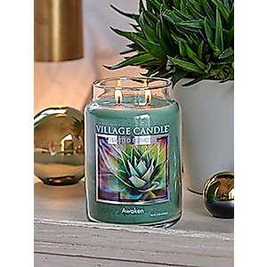 Village Candle Awaken, Large Glass Apothecary Jar Scented Candle, 21.25 oz, Green