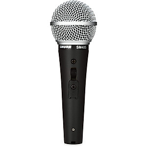 Shure SM48S-LC Cardioid Dynamic Vocal Microphone with Lockable On/Off Switch, Shock-Mounted Cartridge and Pop Filter, A25D Mic Clip, Storage Bag, 3-pin XLR Connector, No Cable Included (SM48S-LC)