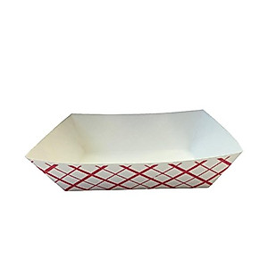 Mr Miracle 2.5 Pound Red White Plaid Paper Food Tray with Clear Plastic 4 Ounce Dip Cups. pack of 50 Sets of trays and Cups