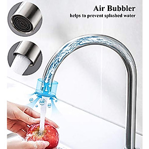 High Arch Kitchen Faucet Brushed Nickel,360 Degree Swivel Spout Kitchen Sink Faucet Hot and Cold Water Mixer, Modern Lead-Free Commercial Bar Sink Faucet fit for 1 Hole Single Handle Faucet Anti-Rust