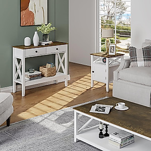 Lomojo Console Table,Sofa Table 13.8" D x 39.37" W x 31.5" HEntryway Table with 2 Drawers Storage Shelve Foyer Table for Entryway Farmhouse Hallway Tables for Living Room,Kitchen