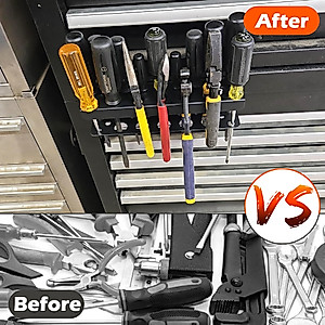 ULIBERMAGNET Magnetic Screwdriver Holder Rack,Heavy Duty Magnetic Tool Holder,Pliers Organizer Rack for Screwdriver, Plier, Shears,Magnetic Mount Tools Rack for Garage,Tool Cart,Pegboards,Workbench