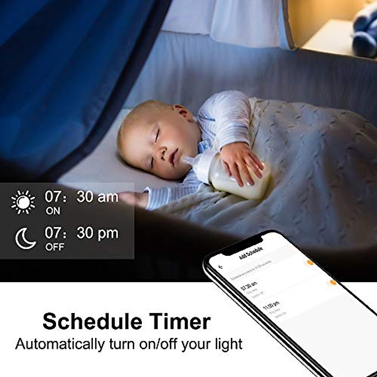 WiFi Smart Plug Mini Smart Outlet Work with Alexa& Google Home, Wireless Smart Socket with Night Light, Timer Function Device Sharing, Wall Plug No Hub Required APP Remote Control from Anywhere