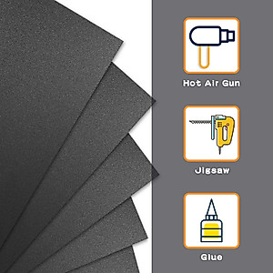 Zuvas Black ABS Plastic Sheet 12" x 16" x 2mm 6 Pack, Flexible Than Plexiglass Sheet, Moldable Than Acrylic Sheet, DIY Materials for Home Decor, Handcrafts (Matte & Textured Finish)