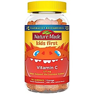 Nature Made Kids First Vitamin C Gummies, Dietary Supplement for Immune Support, 110 Gummies, 110 Day Supply