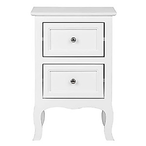 Bonnlo White Nightstand with 2 Drawers, Farmhouse Night Stands for Bedrooms Set of 2, Small Bed Side Table/Night Stand for Small Spaces, College Dorm, Kids’ Room, Living Room, 16W x 12D x 24H