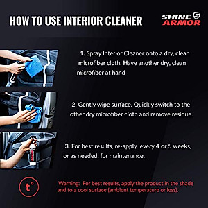 SHINE ARMOR Car Interior Cleaner for Vehicle Detailing & Restoration All Purpose Solvent & Car Dashboard Cleaner for Seats Upholstery Leather Shine Plastic Vinyl and More | Matte Finish 8 Fl Oz