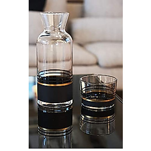 GENERİC ONS ELITE Bedside Water Carafe with Glass Set, European Quality Glass, Glass Carafe 24 oz Cup 4.5 oz , Bedside Carafe Pitcher and Cup, Night Carafe with Glass, Made in Europe, Black