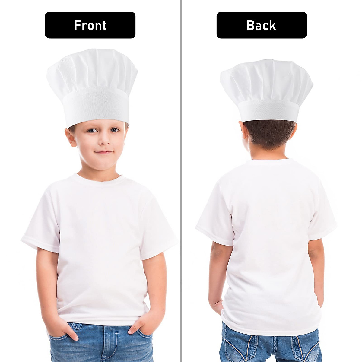 Lusofie Kids Chef Hat Adjustable White Chef Hats Elastic Kitchen Cooking Cap Baker Hat Chef Hat for Kids Girls Boys