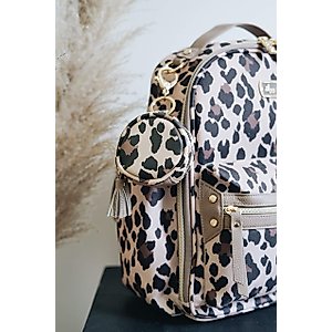 Itzy Ritzy Pacifier Holder Case with Clip - Pacifier Case Includes Clasp to Easily Attach to a Diaper Bag or Purse, Measures 2.5" in Diameter and Holds 2 Pacifiers (Leopard)