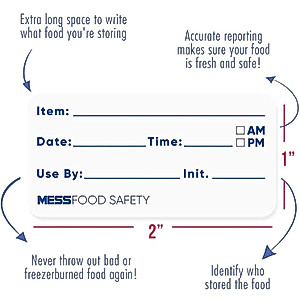 MESS Dissolvable Food Labels -200 Removable Food Container Labels - Blank Labels for Food Containers - Dissolvable Food Labels Stickers - Freezer Labels - Bottle Labels, Jars Food Storage Labels 1x2"