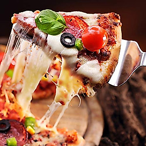KUFUNG Pizza Sever, Stainless Steel Pizza Pastry Server, Pizza Cutter Shovel with Non Slip Handle for Pizza, Pies, Waffles and Dough Cookies, Easy to Use and Clean (2.4x5 inch(Triangle), Black)