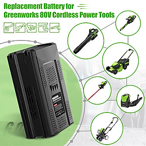 Bonacell 6.0Ah 80V Replacement for Greenworks 80V Battery Compatible for Greenworks 80 Volt Battery GBA80200 GBA80250 GBA80300 GBA80400 GBA80500 Max Cordless Power Tools