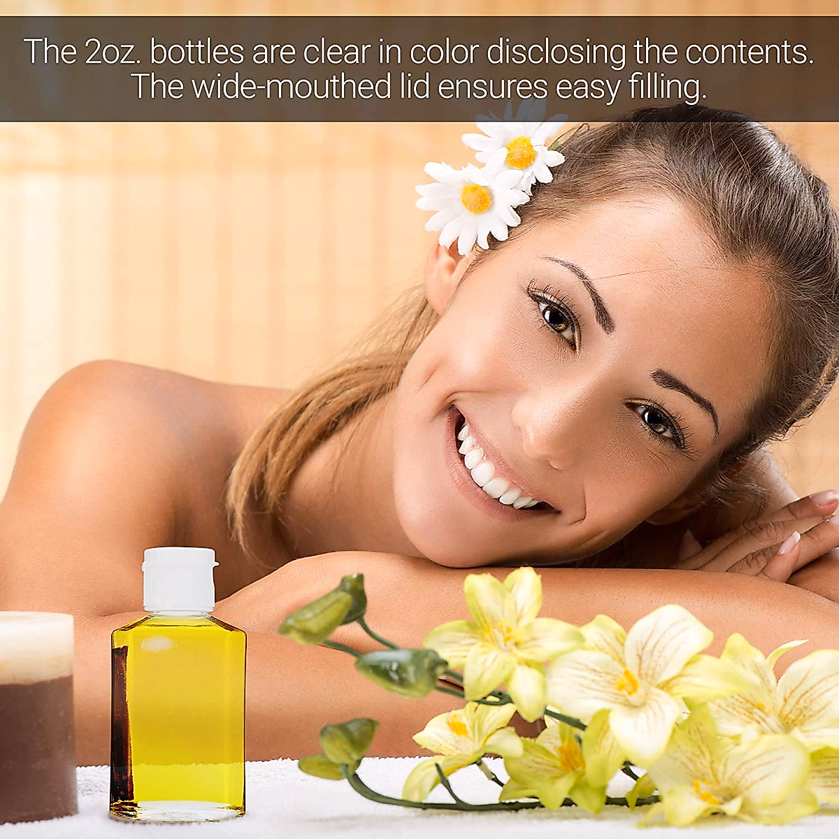 60pcs 2oz Clear Empty Travel PET Plastic Bottles with Flip Top Caps,Refillable Top Bottles, No BPA/No Parabens