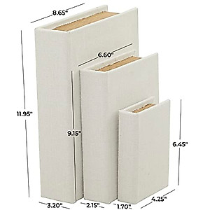 Deco 79 Modern Linen Rectangle Box, Set of 3 12", 9", 6"H, White