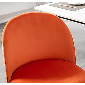 Wahson Set of 4 Velvet Dining Room Chairs, Velvet Fabric Upholstered Hostess Dining Chairs, Side Chairs, with Golden Chrome Legs, Orange