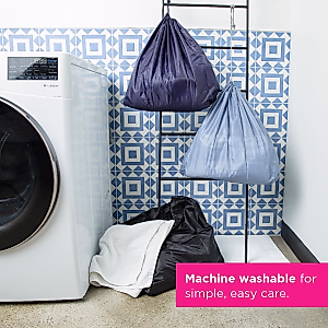 Miamica Soft Travel Laundry Bag with Zipper and Drawstring, Black & Gold, 21” x 22” – Keep Your Dirty Clothes Separate and Your Suitcase Organized – Expandable, Durable, and Foldable Laundry Bag