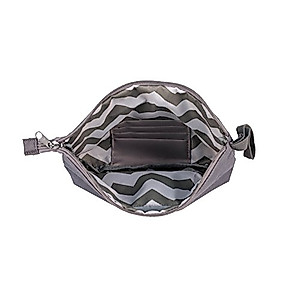 J.L. Childress Diaper Bag Organizer - Set of 5 Pouches - Organizing Pouches for Diaper Bag, Purse, Backpack - Clutch with Wrist Strap, Wet Bag, Food Pouch and More - Grey/Chevron