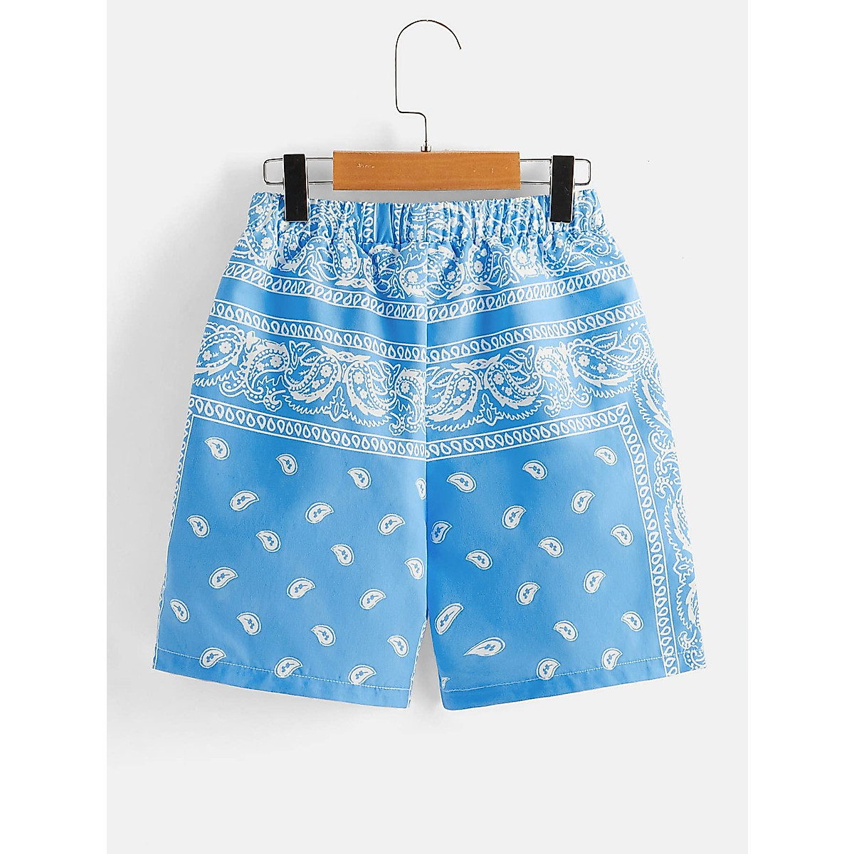 SOLY HUX Boy's Summer Boho Paisley Print Drawstring High Waisted Shorts Blue and White 13-14Y