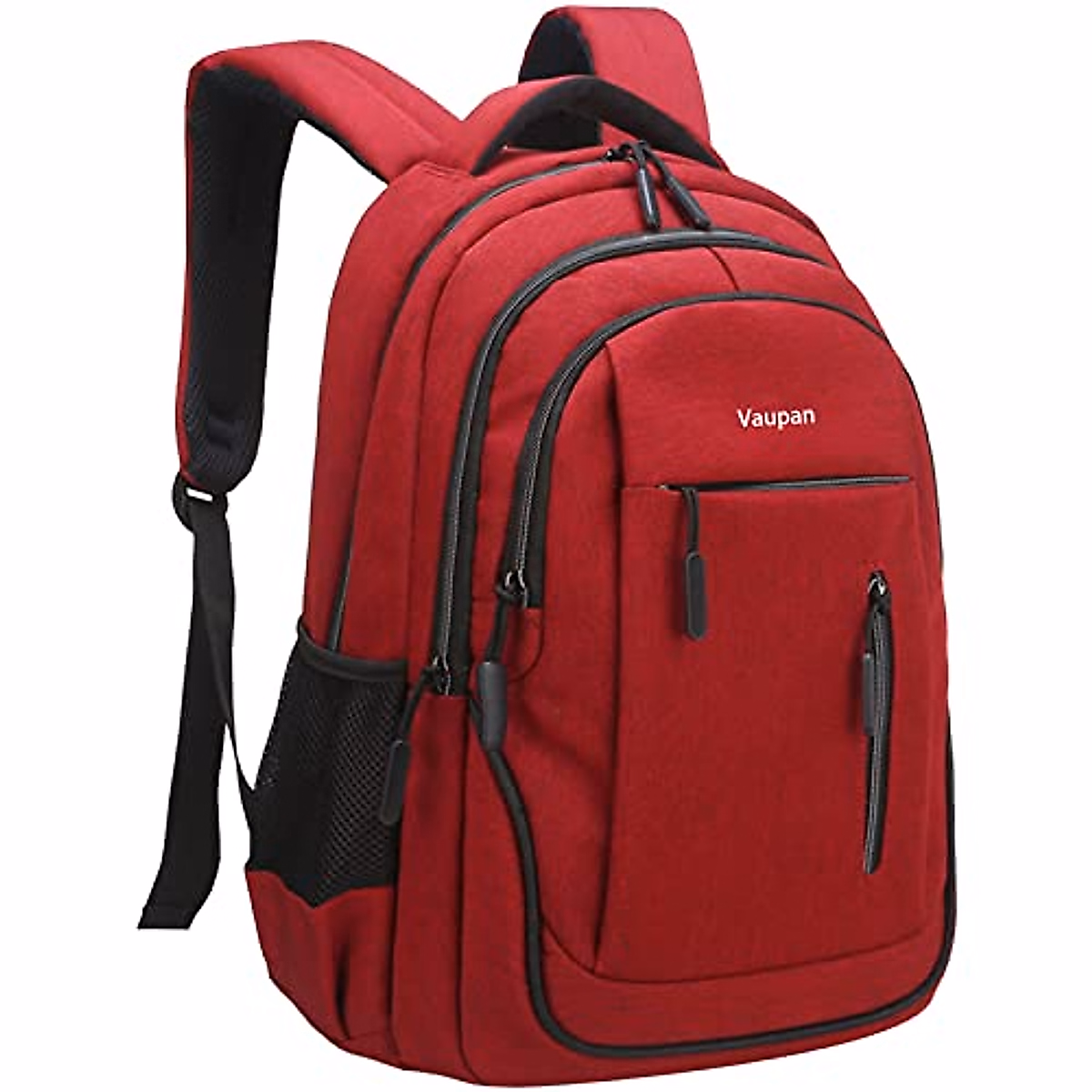 Vaupan Business Travel Laptop Backpack, Water Resistant College Computer Bag Gifts with USB Charging Port for Men & Women Fits 15.6 Inch Notebook (Deep Red)