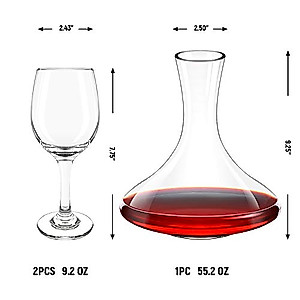 Almagic Wine Decanter Set With 2 Glasses Crystal Glass Wine Carafe Easy Pour Slant Wine Aerator Premium Box Birthday Party Christmas Gift For Men Women Wine Lovers Set Of 3