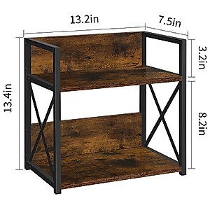 YINMIT Coffee Bar Accessories Organizer, Spice Rack Organizer, Wooden Kitchen Counter Shelf, 2 Tier Coffee Organizer Station for Countertop, Coffee Condiment Rack for Mugs, Cups, Cream, Syrup (Medium)