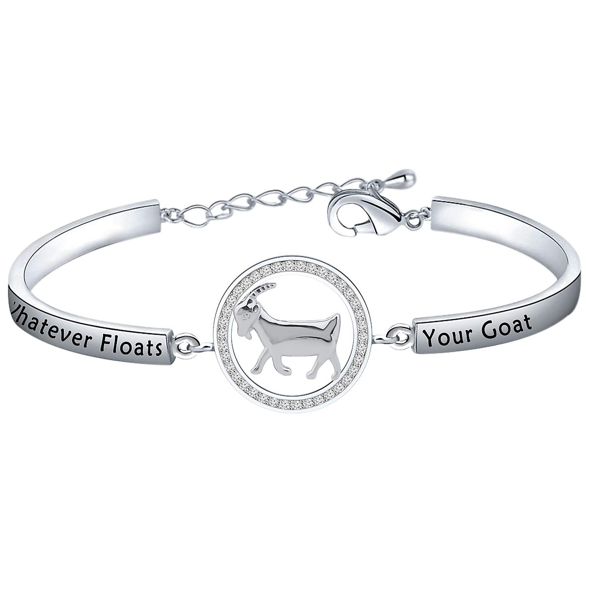 LQRI Goat Lover Gift Whatever Floats Your Goat Bracelet Pet Goat Gift Farm Farmer Gift Crazy Goat Jewelry Gift (silver)