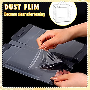 32 Pcs Clear Cake Box Transparent Bakery Boxes Plastic Cake Carrier with Lid and Handle Transparent Food Cupcake Container for Wedding Birthday(5 x 5 x 4 Inch,Stylish Style)