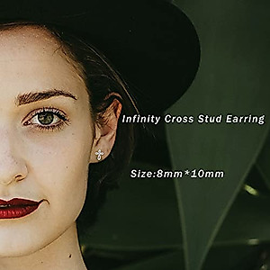 Rnivida 925 Sterling Silver Infinity Cross Stud Earrings for Women