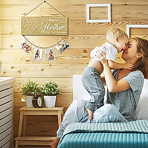 BLOCE Mother's Gifts Picture Frame, Wooden Hanging Photo Holder with Keychain, Brag Board for Mother's Day Christmas Birthday Thanksgiving Day