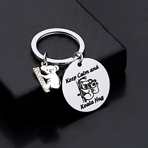 WSNANG Koala Bear Gift Keep Calm and Koala Hug Keychain Animal Lover Jewelry Koala Lover Gift for Family Friends (Koala KC)