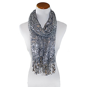 Ted and Jack - Luxe Bedazzled Sequin and Sparkle Scarf in Silver