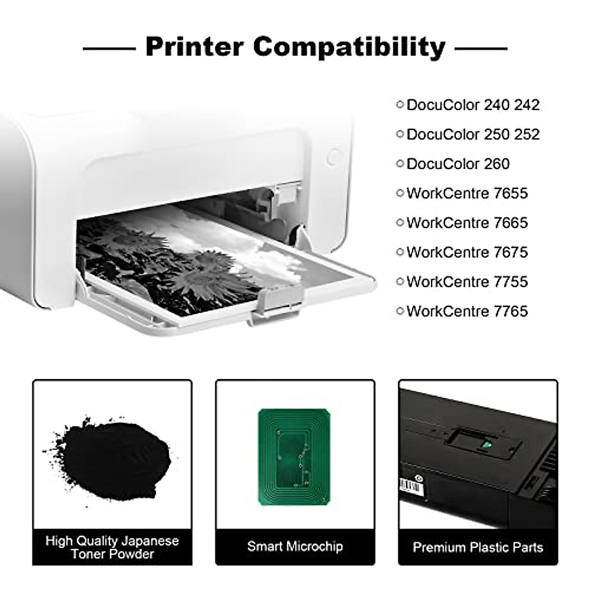 W-PRINT High Yield 006R01219 Compatible for Xerox DocuColor 240 242 250 252 260 WorkCentre 7775 7665 7655 7675 7755 7765 6R1219 Black Toner