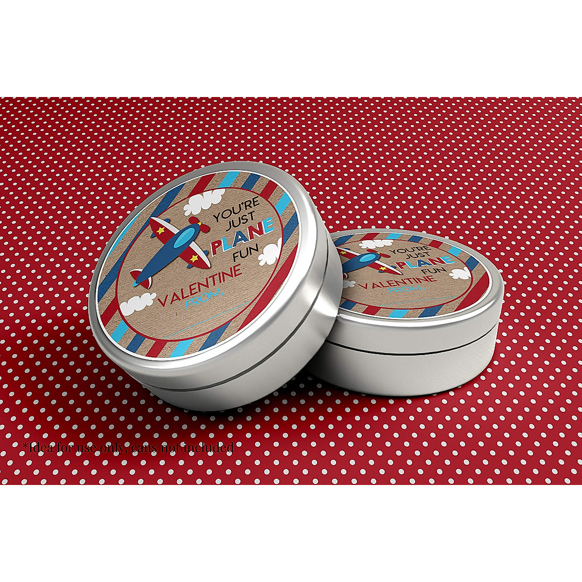 You’re Just Plane Fun Airplane Valentine Party Favor Sticker Labels for Boys, 40 2" Party Circle Stickers by AmandaCreation, Great for Classroom Valentines, Envelope Seals, Gifts & Treats