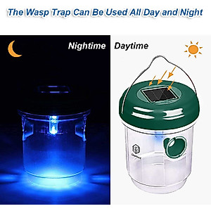 Petoor Wasp Traps for Hunting Wasps, Bees, Hornets, Insects, Yellow Jacket Traps, Wasp Trap Catcher, Reusable Solar Powered Hanging for Outdoor, 2 Packs