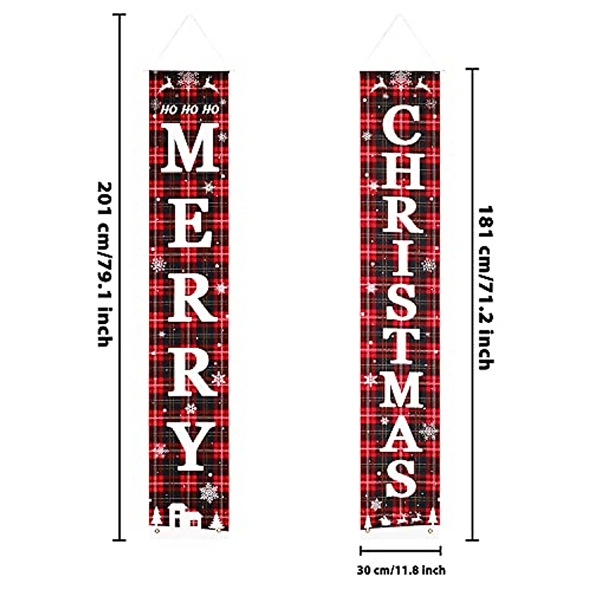 Merry Christmas Door Banners Porch Sign Hanging Banner Flag for Christmas Home Wall Indoor Outdoor Christmas Party Decorations