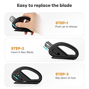 NEWISHTOOL 4 Pack Black Gift Wrap Cutter, Christmas Wrapping Paper Cutter Safety Cutter for Cutting Holiday Present Gift Wrapping Paper Craft Papers, 2 Types Sliding Cutter Tool Paper Slitter Knife